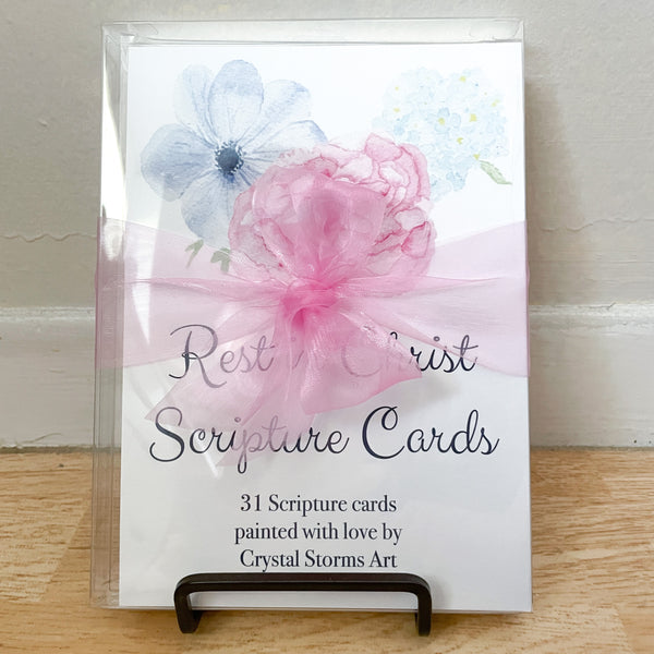 Rest in Christ Scripture Cards & Stand Bundle – Crystal Storms Art